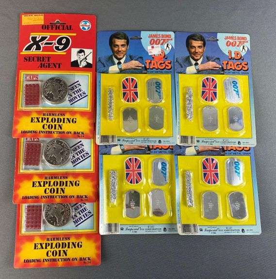 Group of 7 James Bond ID Tags and Exploding Coin - Matthew Bullock ...