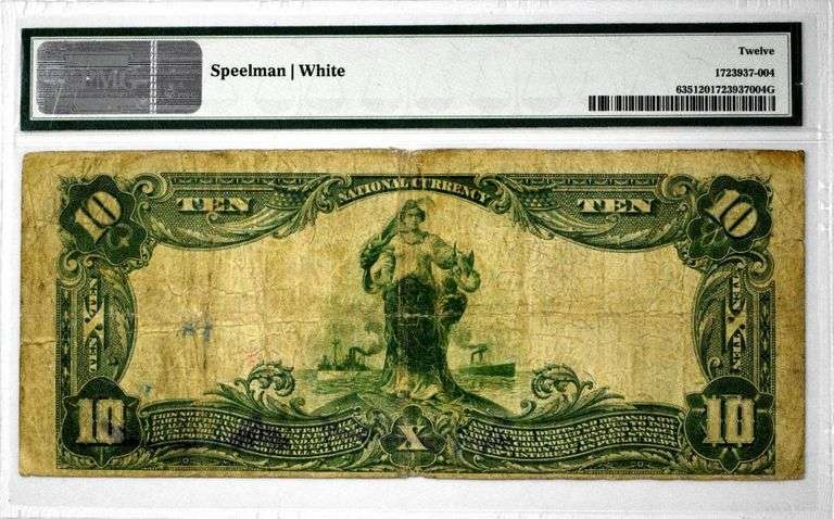 1902 $10 National Currency Note, (Plain Back) Chicago, Illinois (PMG ...