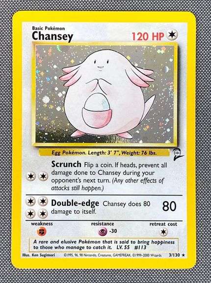2000 Pokemon 3/130 Chansey Holo Card - Matthew Bullock Auctioneers