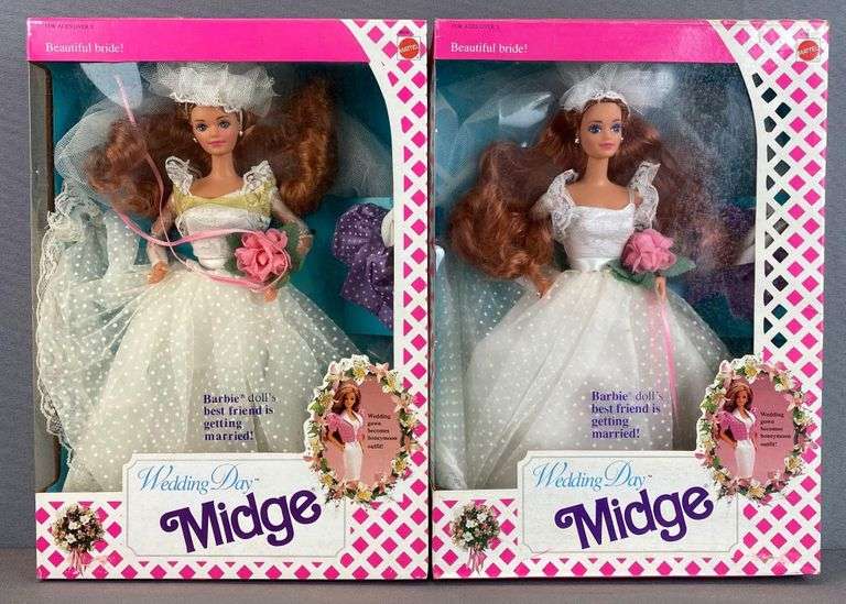 2 Mattel Wedding Day Midge Fashion Dolls - Matthew Bullock Auctioneers