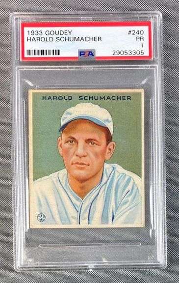 1933 Goudey Harold Schumacher #240 PSA 1 - Matthew Bullock Auctioneers