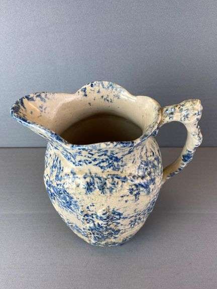 Antique Embossed Spongeware Pitcher - Matthew Bullock Auctioneers
