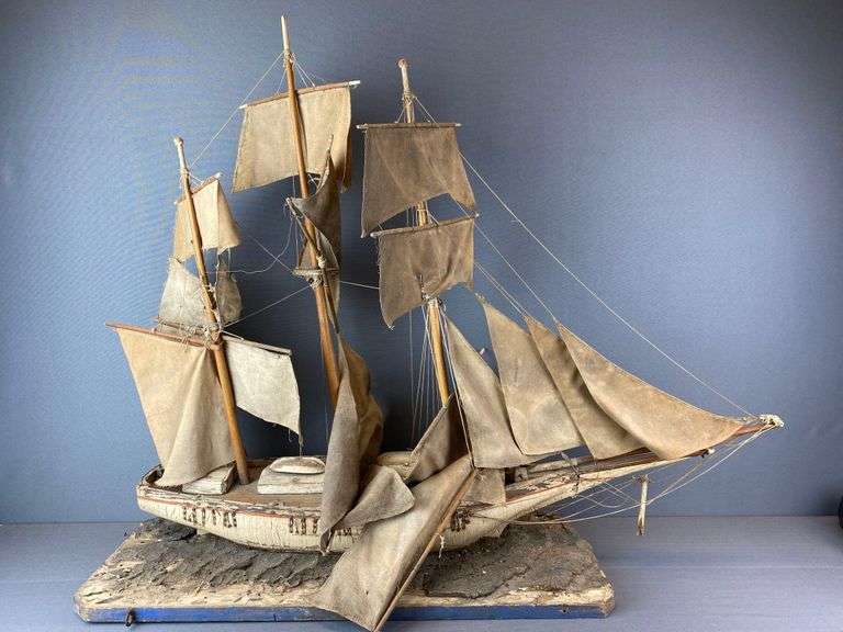 Folk Art Vintage Model Ship - Matthew Bullock Auctioneers