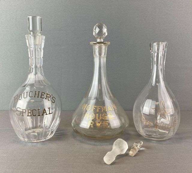 Group of 3 Pre-prohibition Bar Back Saloon Bottles - Matthew Bullock ...