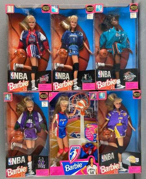 group of 6 NBA Barbie Dolls - Matthew Bullock Auctioneers
