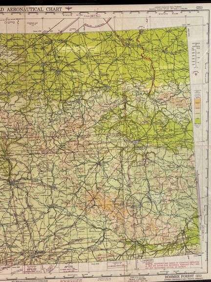Framed WW2 World Aeronautical Chart - Matthew Bullock Auctioneers