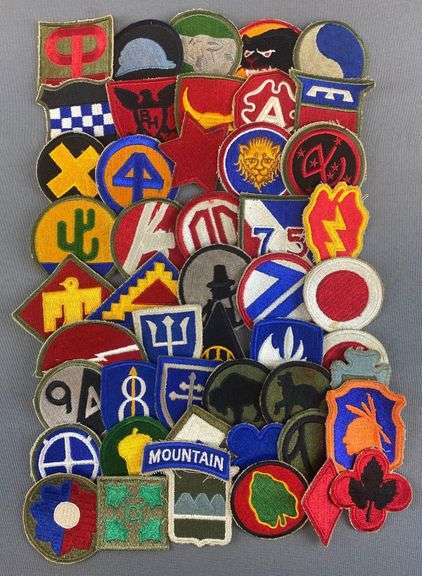 Group of 45+ WW2 Army Patches - Matthew Bullock Auctioneers