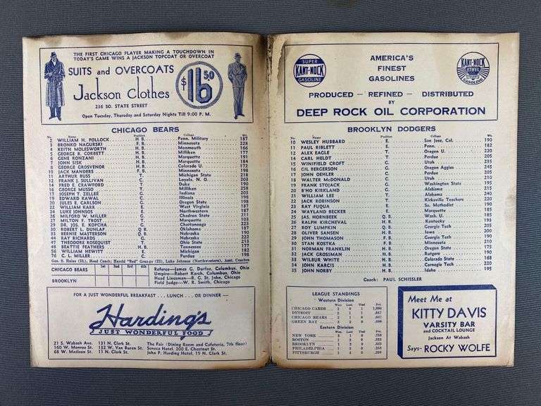 1935 Chicago Bears vs Brooklyn Dodgers Official Program - Matthew ...