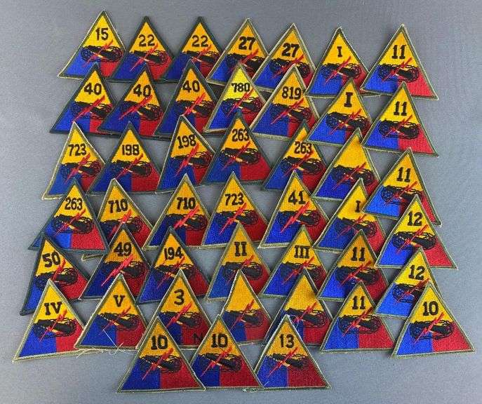 Group of 44 US Military Armor Patches - Matthew Bullock Auctioneers