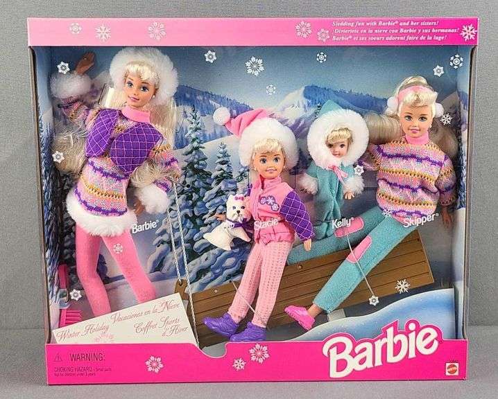 Winter Holiday Barbie gift set fashion dolls - Matthew Bullock Auctioneers