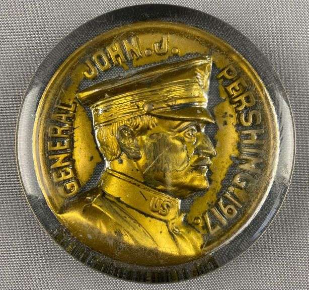 WW1 General John J Pershing Paperweight - Matthew Bullock Auctioneers