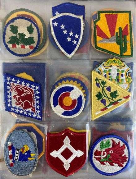 Group of 50+ National Guard Patches in Binder - Matthew Bullock Auctioneers