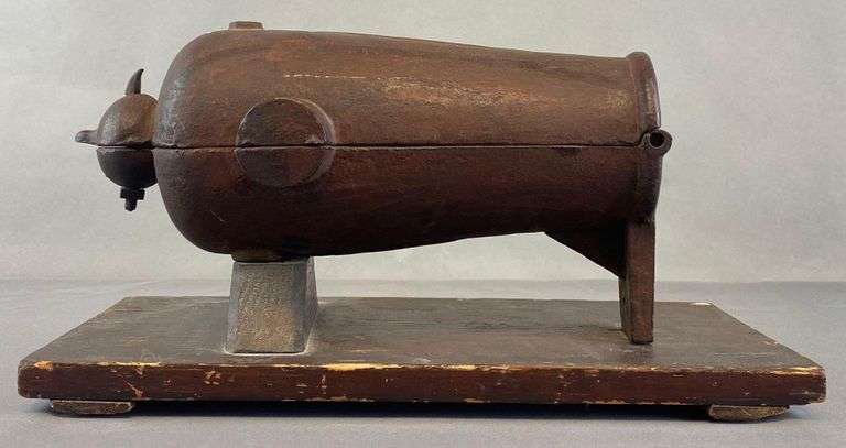 Cast Iron Cannon Mold on Wood Base - Matthew Bullock Auctioneers