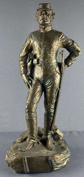 US Civil War Cavalry Soldier Plaster Statue - Matthew Bullock Auctioneers