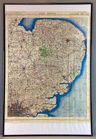 Framed WW2 East Anglia Map - Matthew Bullock Auctioneers