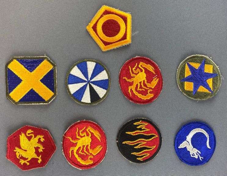 Group of 9 WW2 Ghost Division Patches - Matthew Bullock Auctioneers