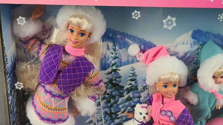 Winter Holiday Barbie gift set fashion dolls - Matthew Bullock Auctioneers