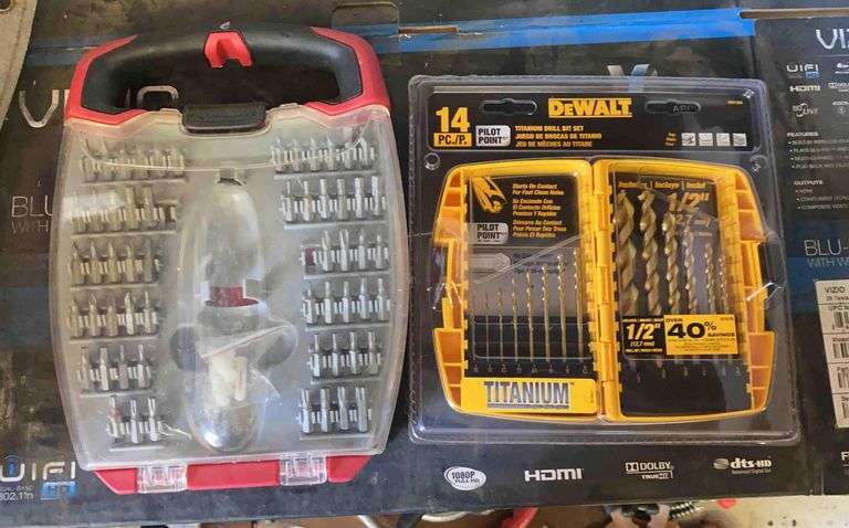 14 piece Dewalt titanium drill bit set and 60 piece ratcheting ...
