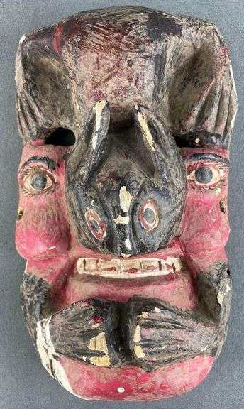 Wood Carved Southeast Asian Painted Tribal Mask - Matthew Bullock ...
