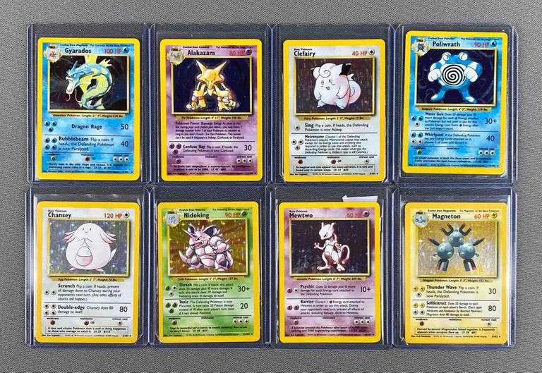 Group of 8 Pokemon Base Set Holo Cards - Matthew Bullock Auctioneers