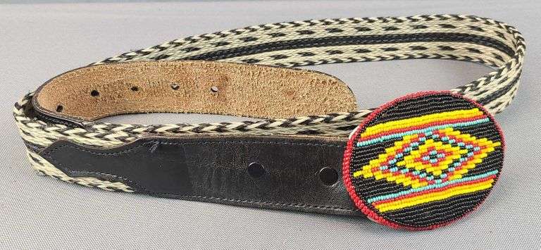 Native American Leather Braided Belt - Matthew Bullock Auctioneers