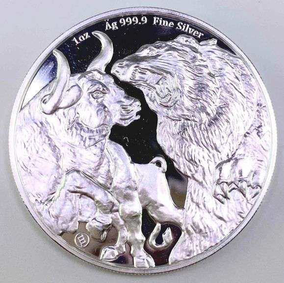 2022 1 oz Silver Bull and Bear Coin Perth Mint .9999 Fine BU - Matthew ...
