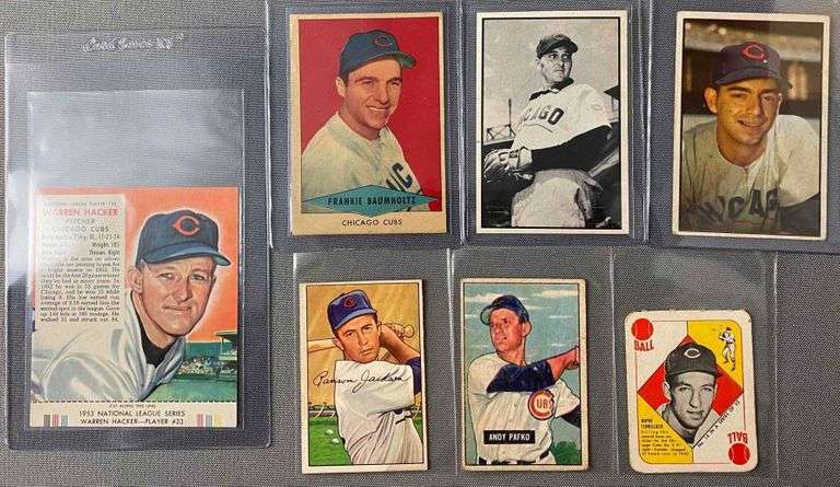 7- 1950s Chicago Cubs Cards - Matthew Bullock Auctioneers