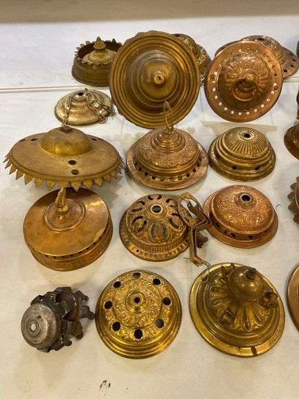 Group of 20+ Assorted Brass Hanging Lamp Parts - Matthew Bullock ...