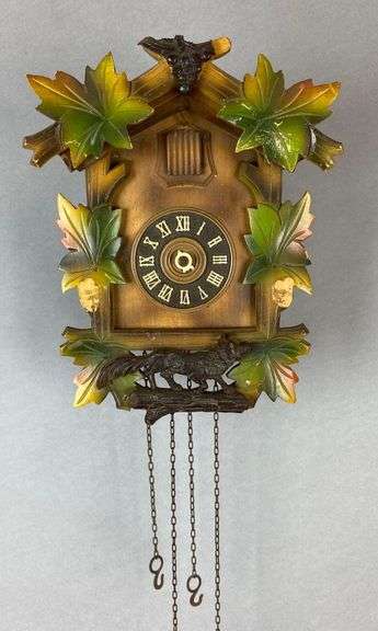Wood Wolf Cuckoo Clock - Matthew Bullock Auctioneers