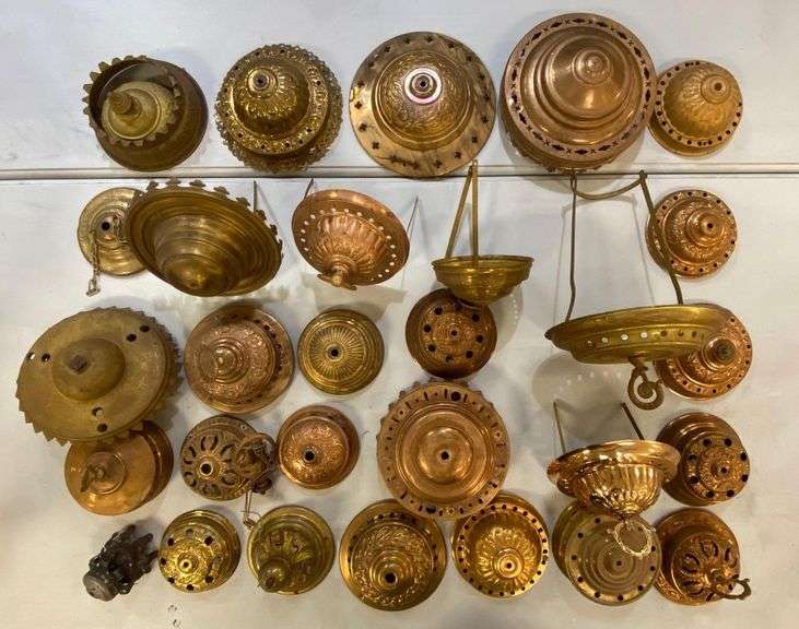Group of 20+ Assorted Brass Hanging Lamp Parts - Matthew Bullock ...