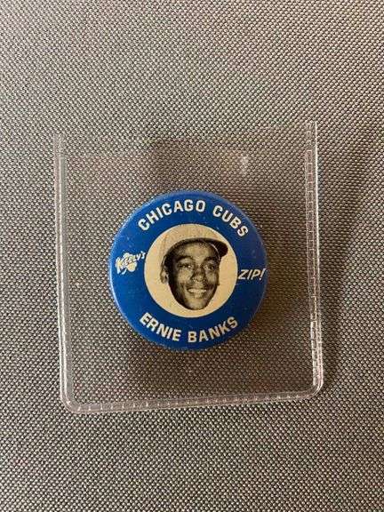 1969 Kelly Potato Chip Ernie Banks Pin - Matthew Bullock Auctioneers