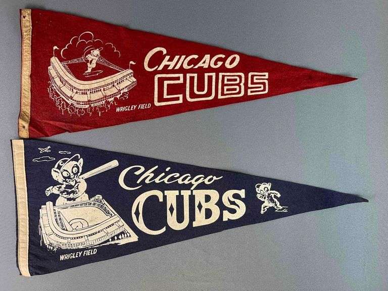 2 - 1950s Chicago Cubs pennants - Matthew Bullock Auctioneers
