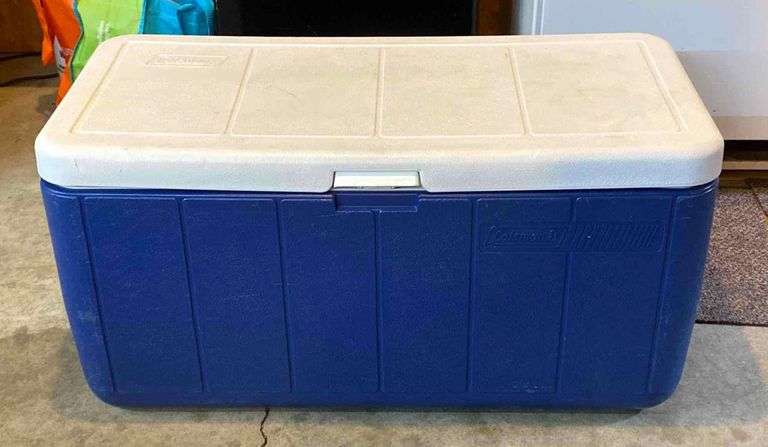 Blue Plastic Coleman Cooler - Matthew Bullock Auctioneers