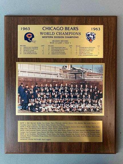 1963 - World Champions Western Division Plaque - Matthew Bullock ...