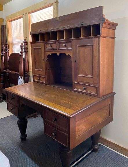 Antique Walnut Post Office/Secretary Desk - Matthew Bullock Auctioneers