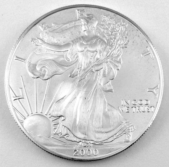 2000 US Mint Silver Eagle 1 oz .999 fine silver round - Matthew Bullock ...