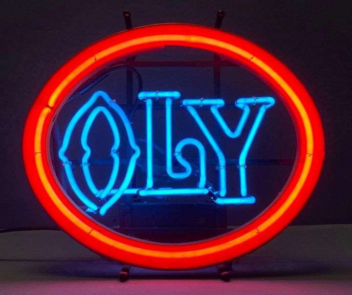 OLY Light-Up Advertising Neon Beer Sign - Matthew Bullock Auctioneers