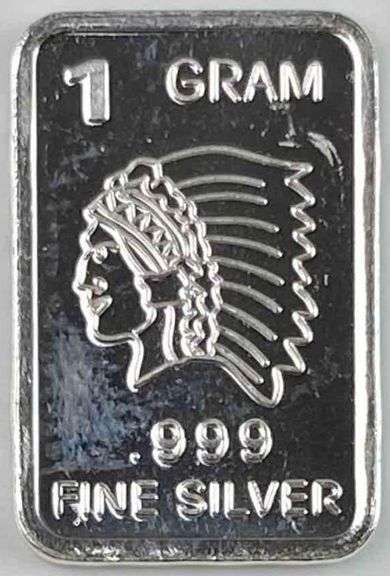 1 gram .999 fine silver bar Native American Indian - Matthew Bullock ...
