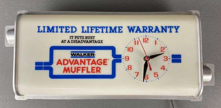 Walker Advantage Muffler Light Up Advertising Clock - Matthew Bullock ...