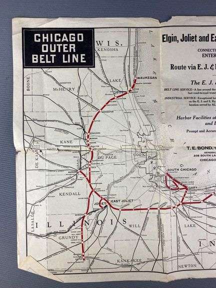 Chicago Outer Belt Line Elgin Joliet and Eastern Railway Map - Matthew ...