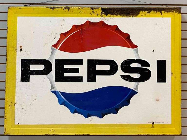 Vintage Pepsi Advertising Metal Sign - Matthew Bullock Auctioneers