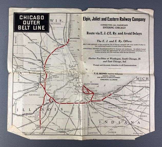 Chicago Outer Belt Line Elgin Joliet and Eastern Railway Map - Matthew ...