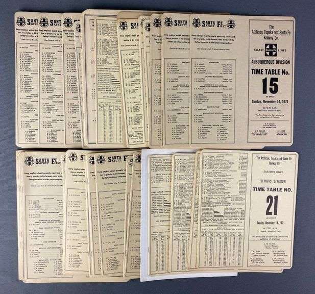 Group of 30+ Assorted Railroad Employee Timetables - Matthew Bullock ...