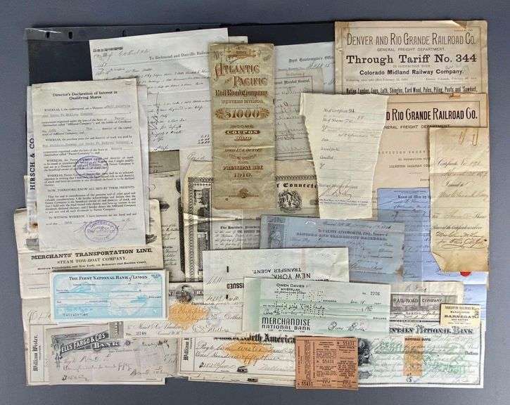 Group of Assorted Railroad Financial Ephemera and More - Matthew ...
