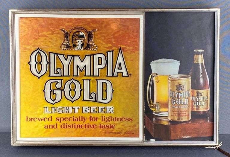 Olympia Gold Light Up Advertising Beer Sign - Matthew Bullock Auctioneers