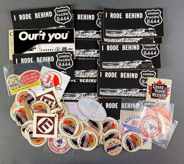 Group of 30+ Assorted Train Stickers - Matthew Bullock Auctioneers