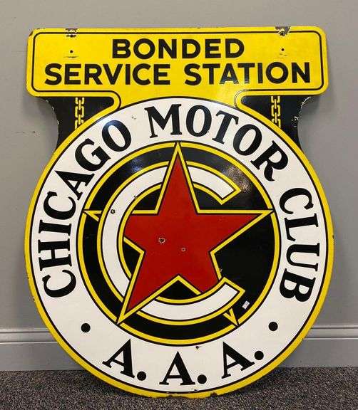 Chicago Motor Club AAA Advertising Porcelain Sign - Matthew Bullock ...