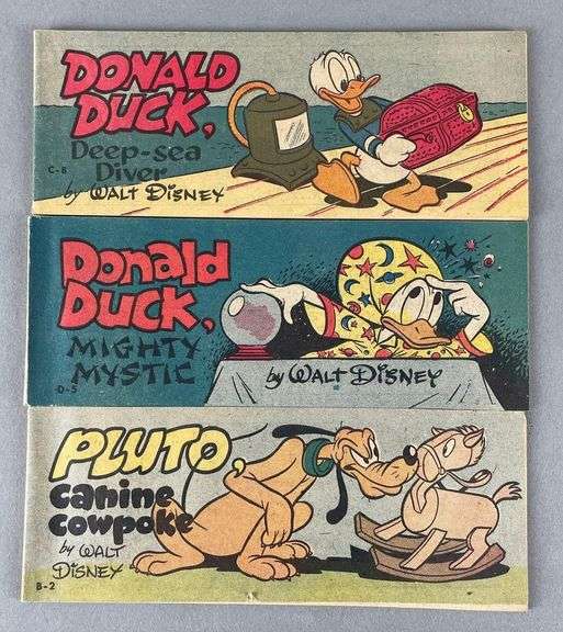 Group of 3 Vintage Walt Disney Donald Duck and Pluto Comic Books - Matthew Bullock Auctioneers