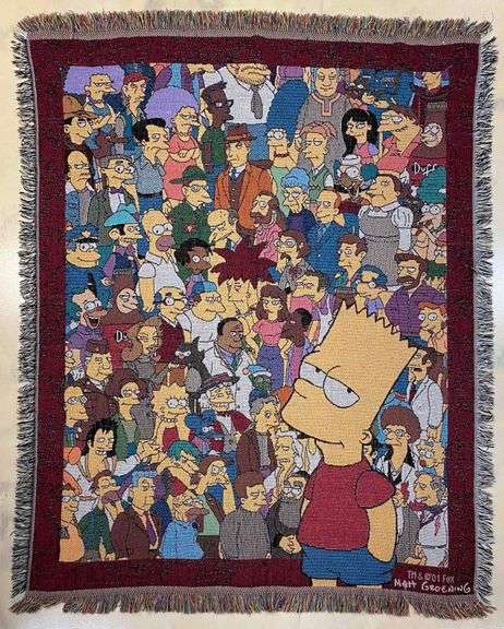 The Simpsons Woven Tapestry Fringe Throw Blanket - Matthew Bullock ...