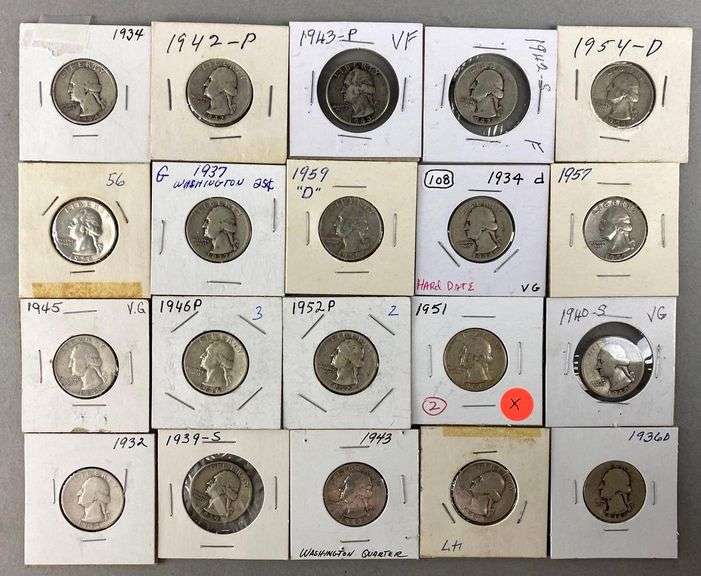 Group of 20 Washington Quarters - Matthew Bullock Auctioneers
